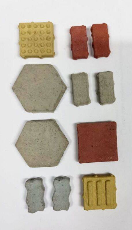 Mini betoneira, mini blocos de concreto, miniaturas construção civil